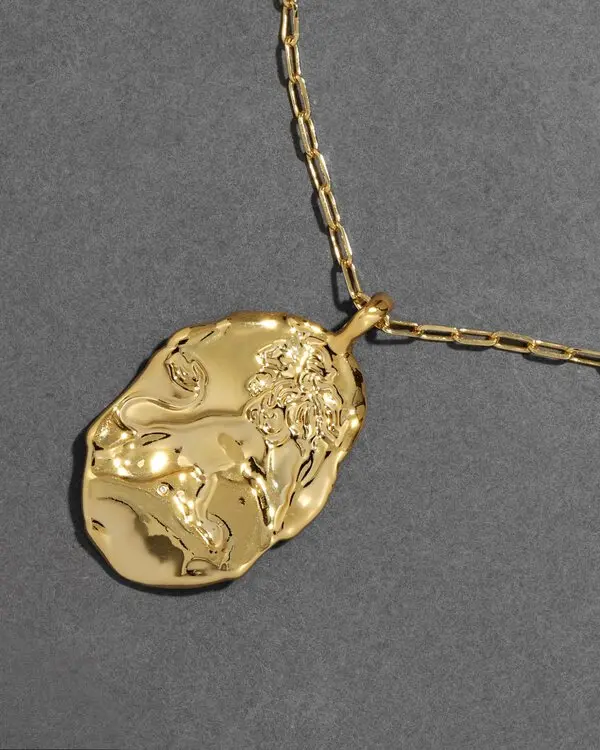 Alexis Bittar Brut Lion Charm Pendant Necklace