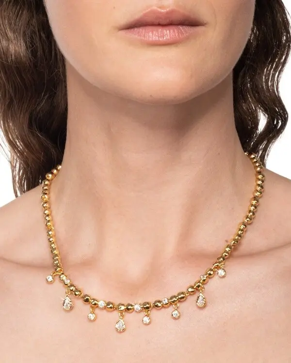 Alexis Bittar Asterales Crystal Charm Ball Chain Necklace - Gold