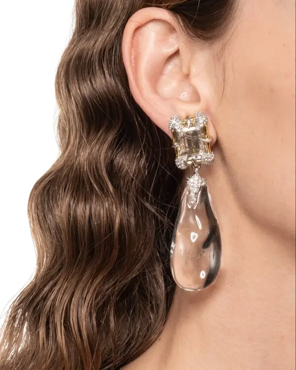 Alexis Bittar Silverlake Lucite Baguette Teardrop Clip Earrings