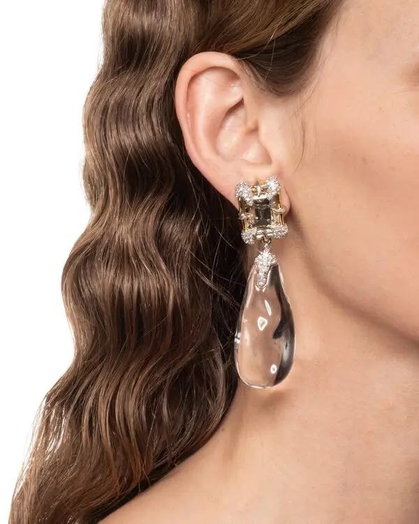 Alexis Bittar Silverlake Lucite Baguette Teardrop Clip Earrings