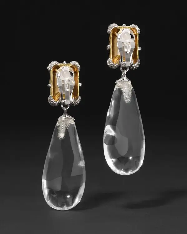 Alexis Bittar Silverlake Lucite Baguette Teardrop Clip Earrings