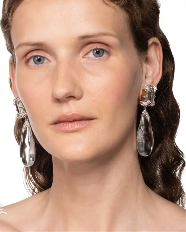 Alexis Bittar Silverlake Lucite Baguette Teardrop Clip Earrings