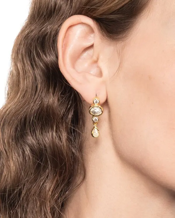 Alexis Bittar Asterales Crystal Drop Leverback Earrings - Gold