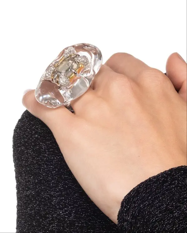 Alexis Bittar Silverlake Lucite Baguette Cocktail Ring