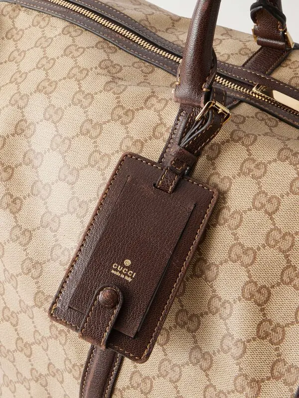 Gucci Essence Classic Leather-trimmed Coated Canvas-jacquard Weekend Bag