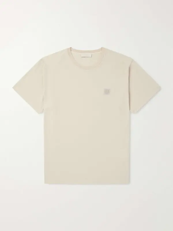 Stone Island Ghost Logo-appliquéd Garment-dyed Cotton-jersey T-shirt - Beige