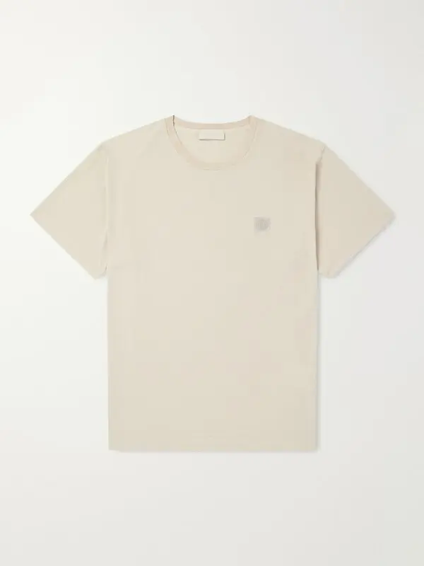 Stone Island Ghost Logo-appliquéd Garment-dyed Cotton-jersey T-shirt - Neutrals
