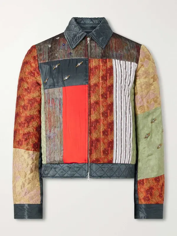 Dries Van Noten Embellished Patchwork Canvas And Jacquard Blouson Jacket - Multi