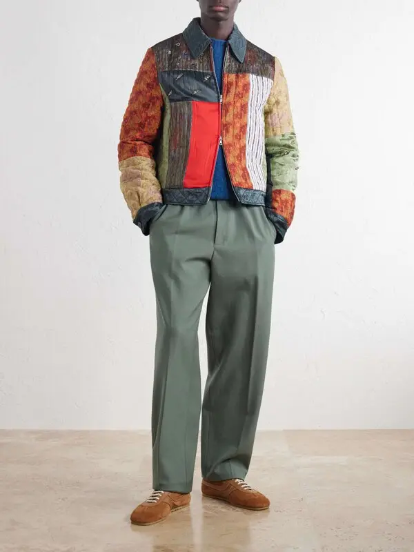 Dries Van Noten Embellished Patchwork Canvas And Jacquard Blouson Jacket