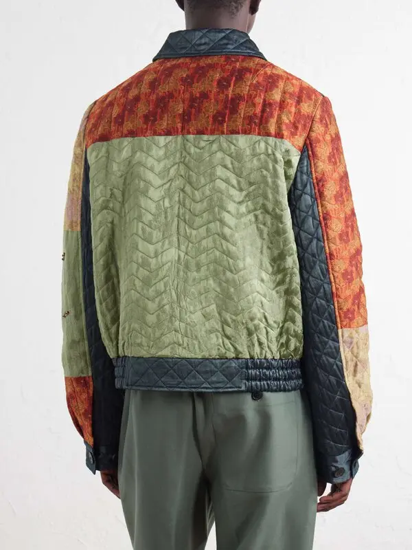 Dries Van Noten Embellished Patchwork Canvas And Jacquard Blouson Jacket