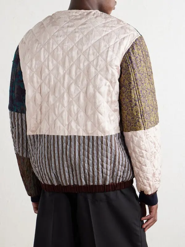 Dries Van Noten Embellished Patchwork Canvas And Jacquard Blouson Jacket
