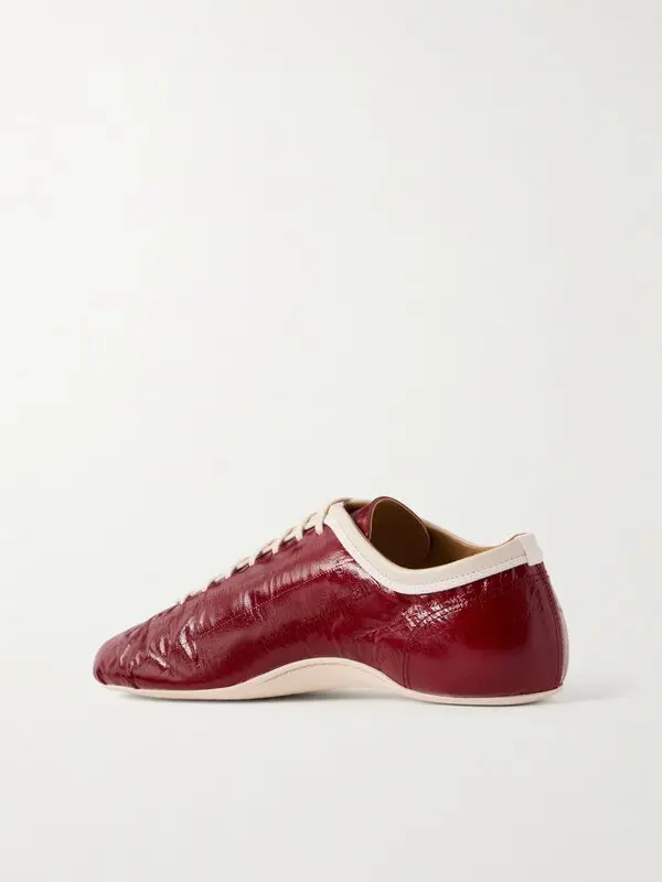 Dries Van Noten Glossed Leather Sneakers - Red