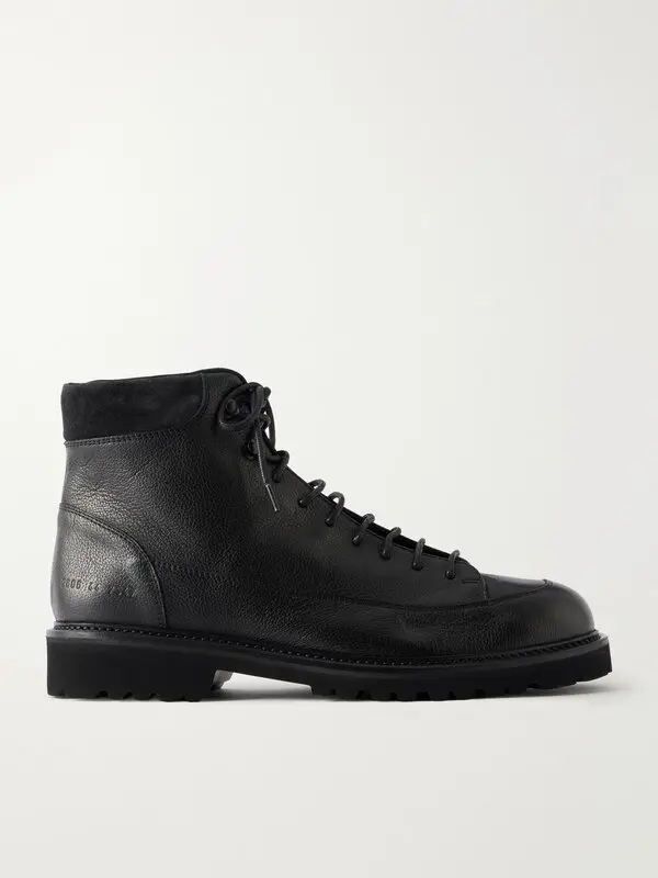 COMMON PROJECTS Hiker Suede-trimmed Full-grain Leather Hiking Boots - Black