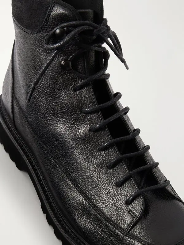 COMMON PROJECTS Hiker Suede-trimmed Full-grain Leather Hiking Boots - Black