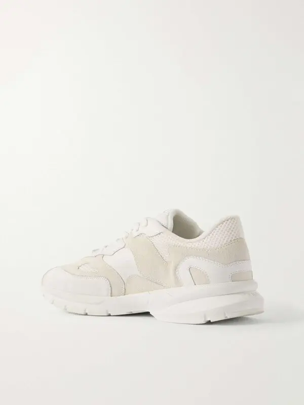 Celine Runner Triomphe-appliquéd Suede-trimmed Leather Sneakers