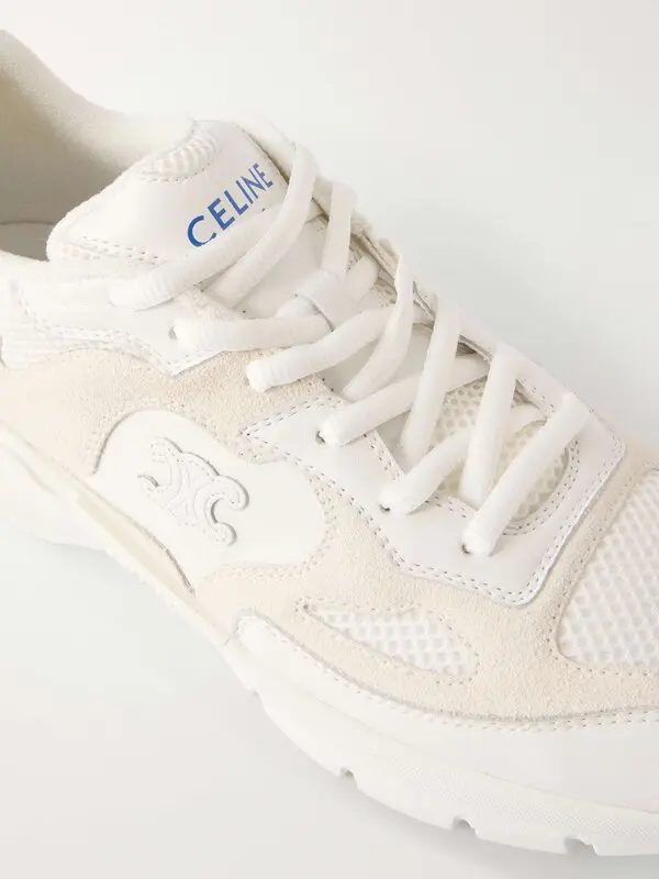 Celine Runner Triomphe-appliquéd Suede-trimmed Leather Sneakers