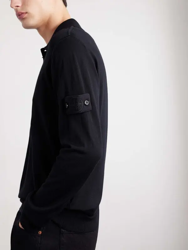 Stone Island Ghost Knitted Virgin Wool Polo Sweater