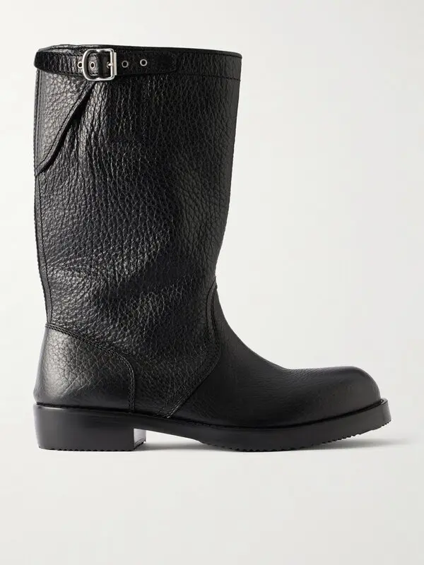 Dries Van Noten Grained Leather Mid Calf Boots