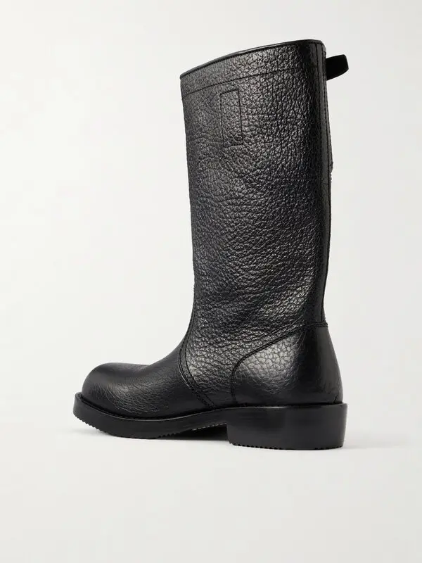 Dries Van Noten Grained Leather Mid Calf Boots