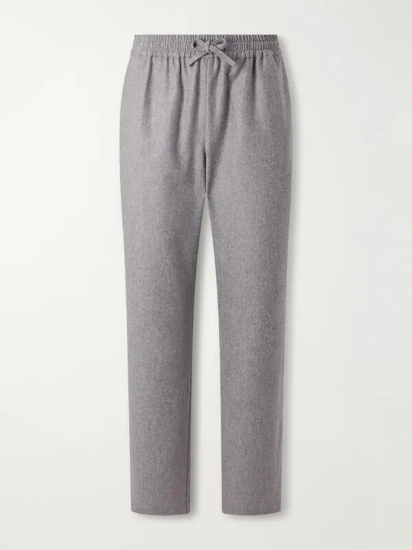 De Bonne Facture Tapered Virgin Wool Drawstring Trousers - Gray