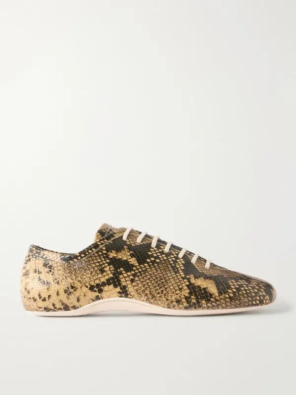 Dries Van Noten Snake-effect Leather Sneakers