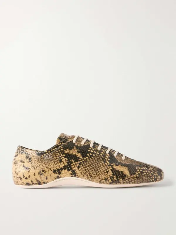 Dries Van Noten Snake-effect Leather Sneakers