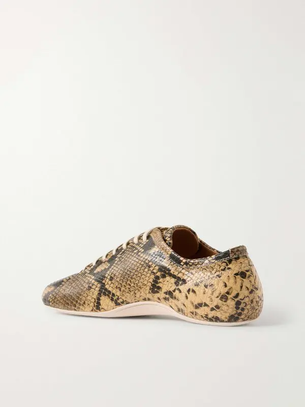 Dries Van Noten Snake-effect Leather Sneakers