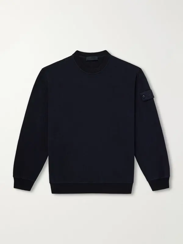 Stone Island Ghost Logo-appliquéd Stretch Cotton-jersey Sweatshirt - Blue
