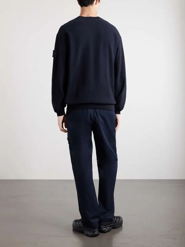 Stone Island Ghost Logo-appliquéd Stretch Cotton-jersey Sweatshirt