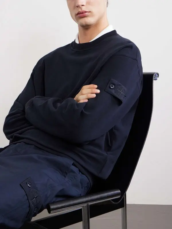 Stone Island Ghost Logo-appliquéd Stretch Cotton-jersey Sweatshirt