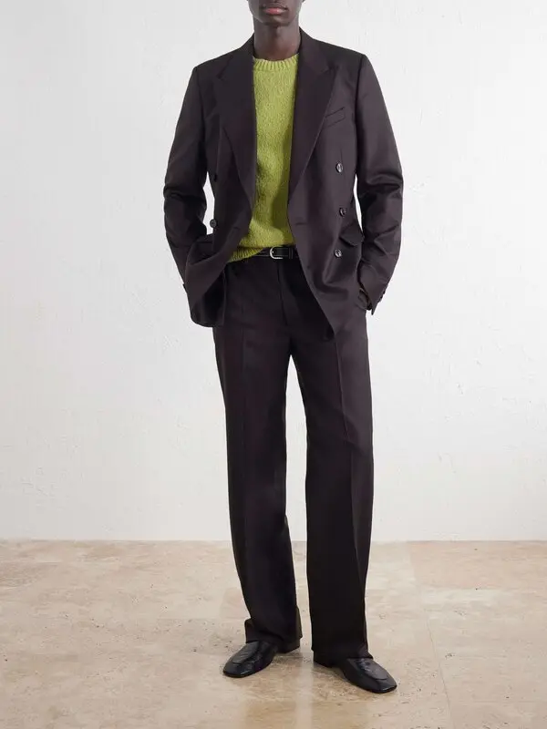 Dries Van Noten Double-breasted Herringbone Wool Blazer