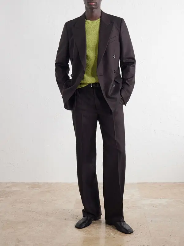 Dries Van Noten Double-breasted Herringbone Wool Blazer - Brown