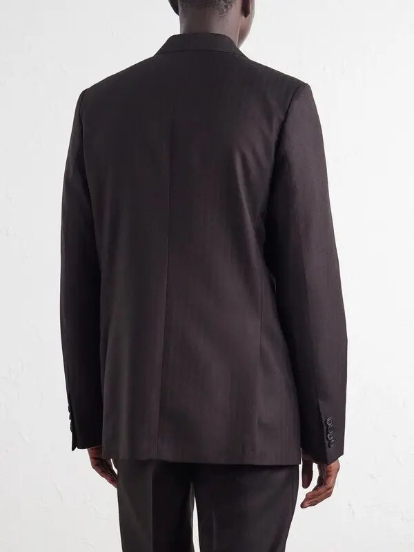 Dries Van Noten Double-breasted Herringbone Wool Blazer - Brown