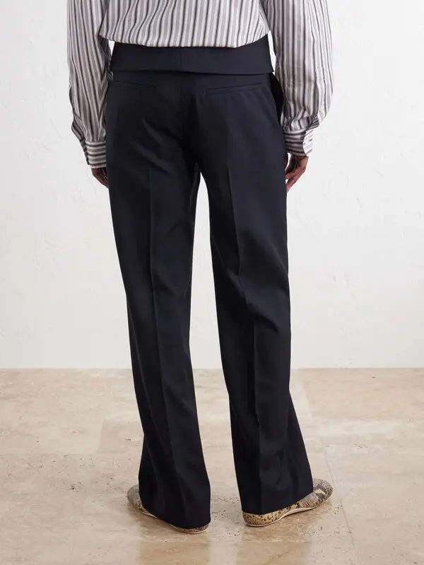 Dries Van Noten Flared Belted Wool-twill Trousers