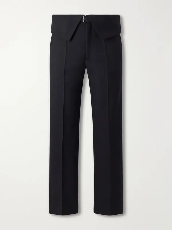 Dries Van Noten Flared Belted Wool-twill Trousers - Black