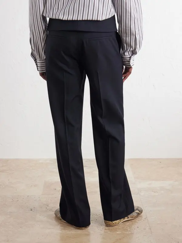 Dries Van Noten Flared Belted Wool-twill Trousers - Black
