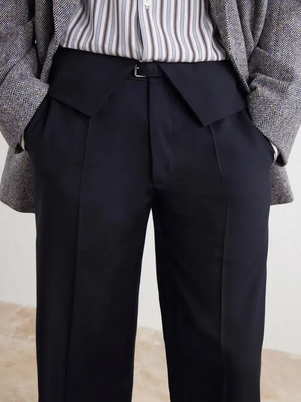 Dries Van Noten Flared Belted Wool-twill Trousers - Black
