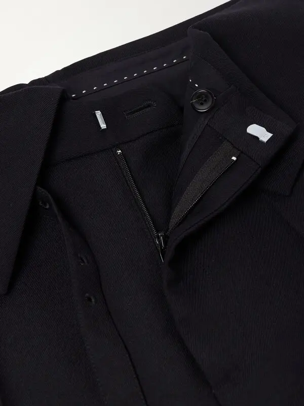 Dries Van Noten Flared Belted Wool-twill Trousers - Black