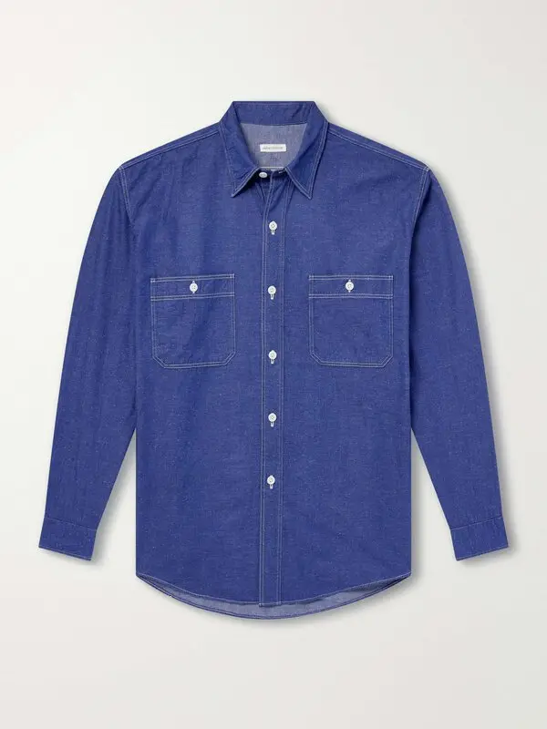 KAPTAIN SUNSHINE Work Suvin Cotton And Hemp-blend Shirt - Blue