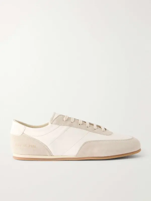 COMMON PROJECTS Minimal Runner Suede-trimmed Leather Sneakers - White