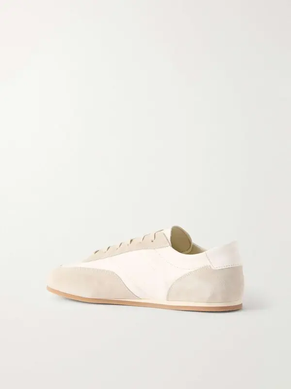 COMMON PROJECTS Minimal Runner Suede-trimmed Leather Sneakers