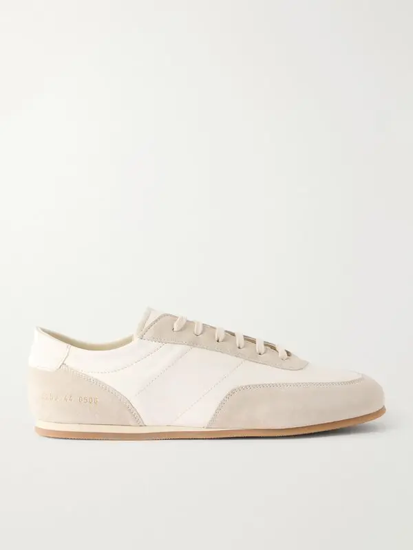 COMMON PROJECTS Minimal Runner Suede-trimmed Leather Sneakers - White