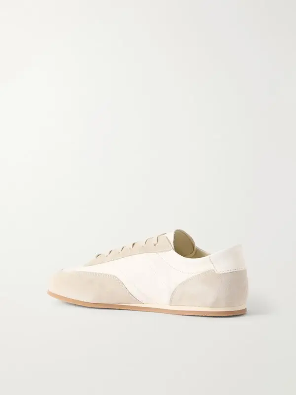 COMMON PROJECTS Minimal Runner Suede-trimmed Leather Sneakers - White