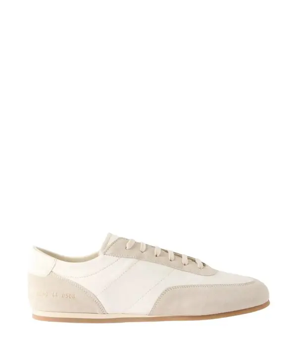 COMMON PROJECTS Minimal Runner Suede-trimmed Leather Sneakers - White