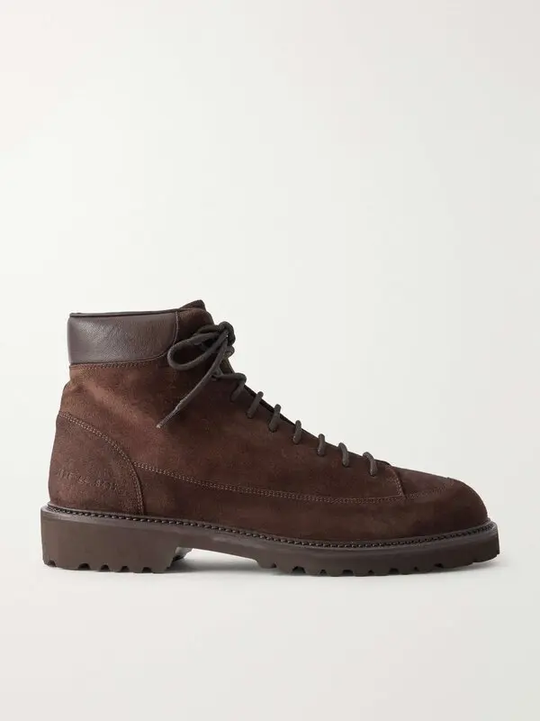 COMMON PROJECTS Leather-trimmed Suede Hiking Boots - Dark Brown