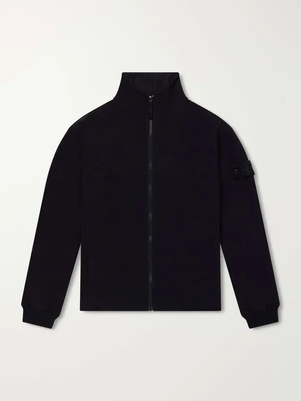 Stone Island Ghost Cotton-blend Jersey Zip-up Sweatshirt - Black