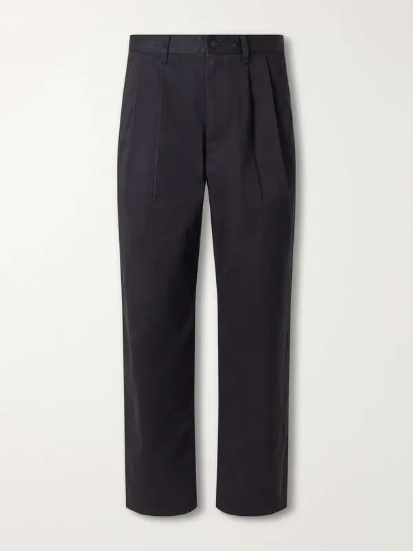 Rag & Bone Wide-leg Pleated Stretch Cotton-twill Trousers