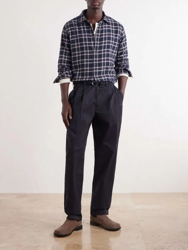 Rag & Bone Wide-leg Pleated Stretch Cotton-twill Trousers