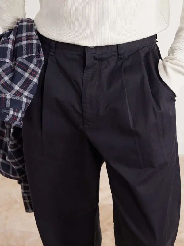 Rag & Bone Wide-leg Pleated Stretch Cotton-twill Trousers