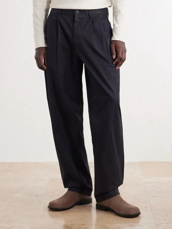 Rag & Bone Wide-leg Pleated Stretch Cotton-twill Trousers